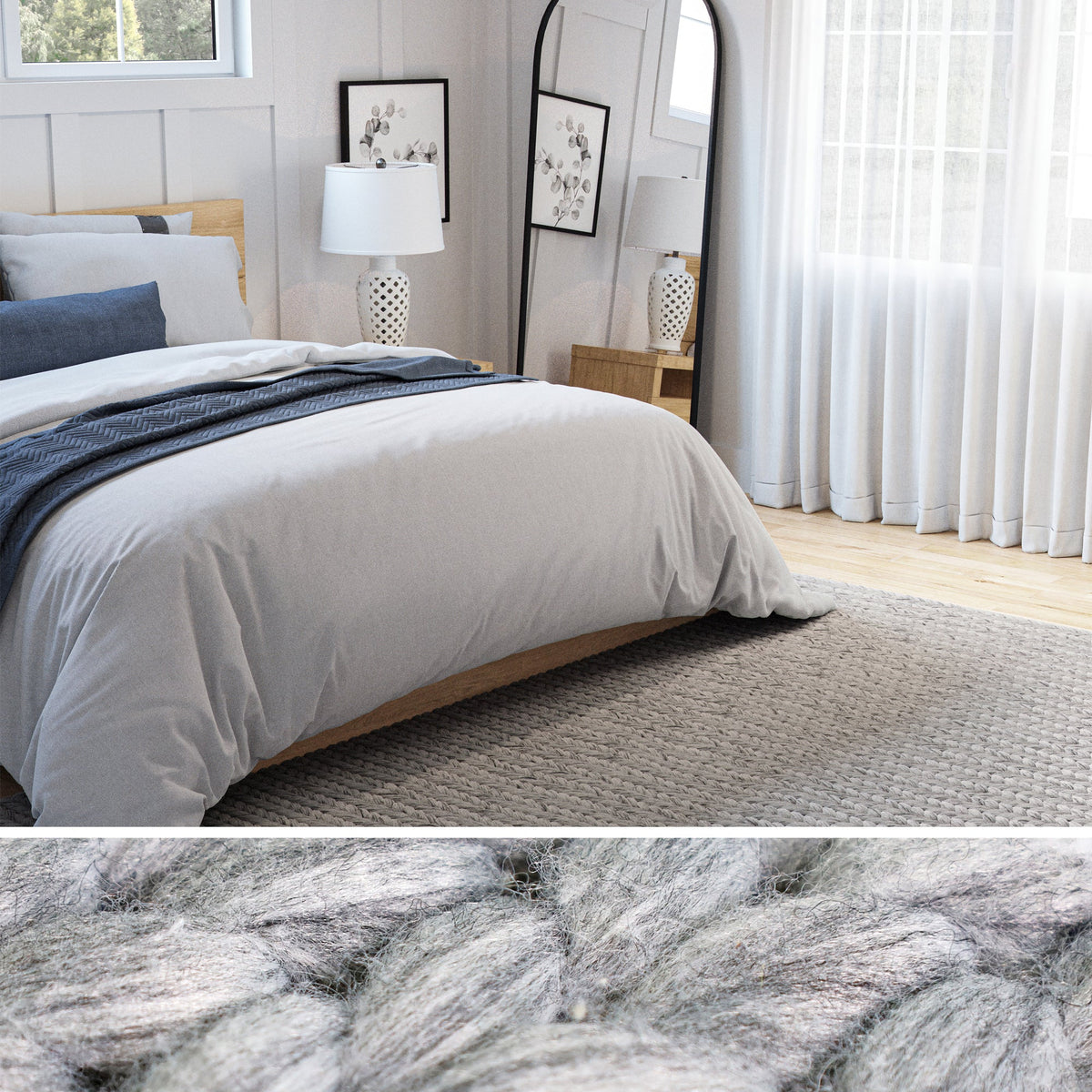 UER0101 Luxury Braided Natural and Synthetic Blend Plush-Pile Rug ...