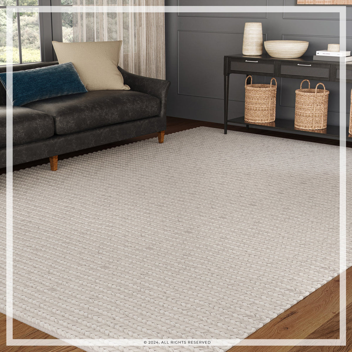 UER0102 Luxury Braided Natural and Synthetic Blend Plush-Pile Rug ...