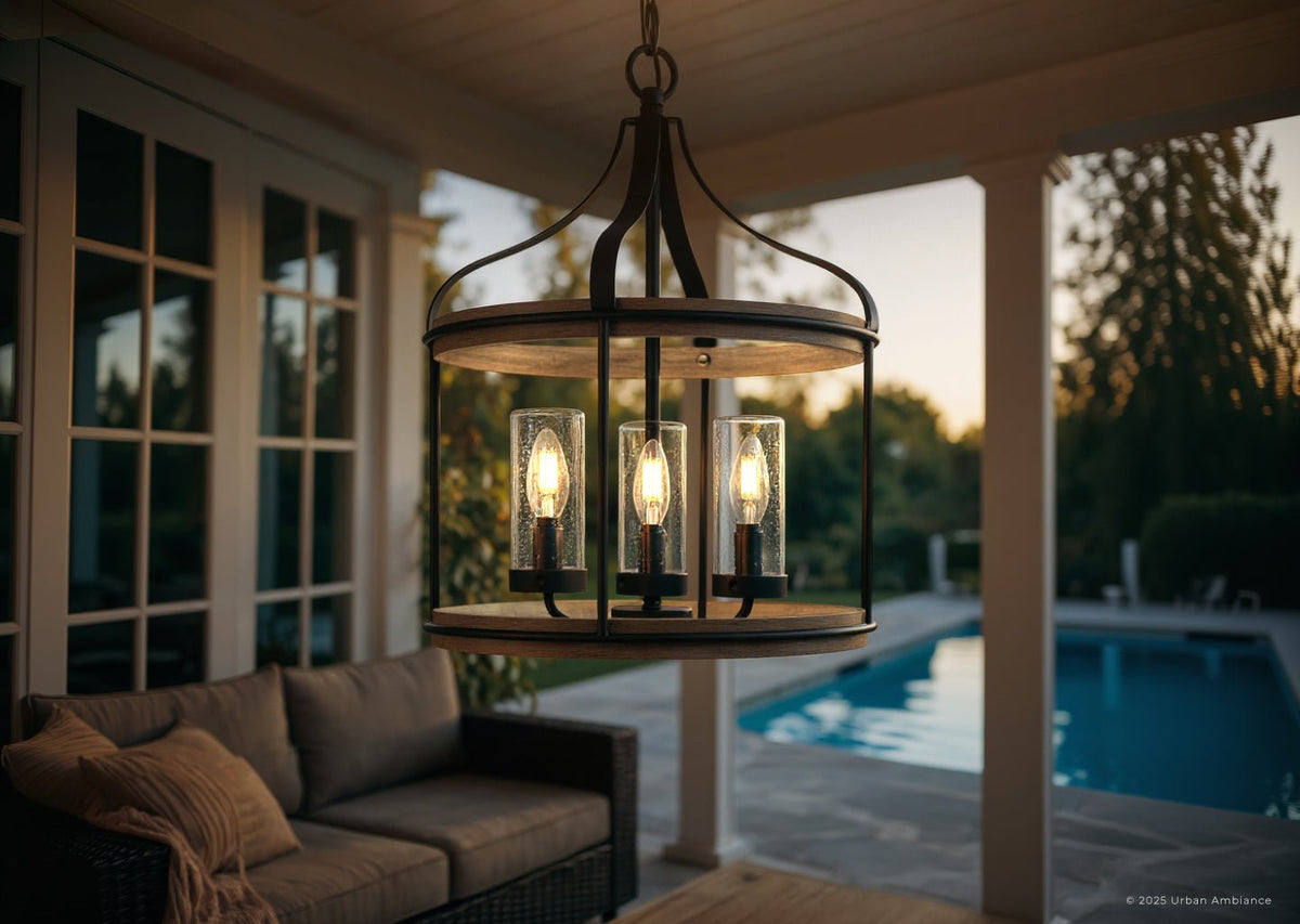 UHP1421 Farmhouse Outdoor Pendant 20.625''H x 16''W, Midnight Black Fi ...