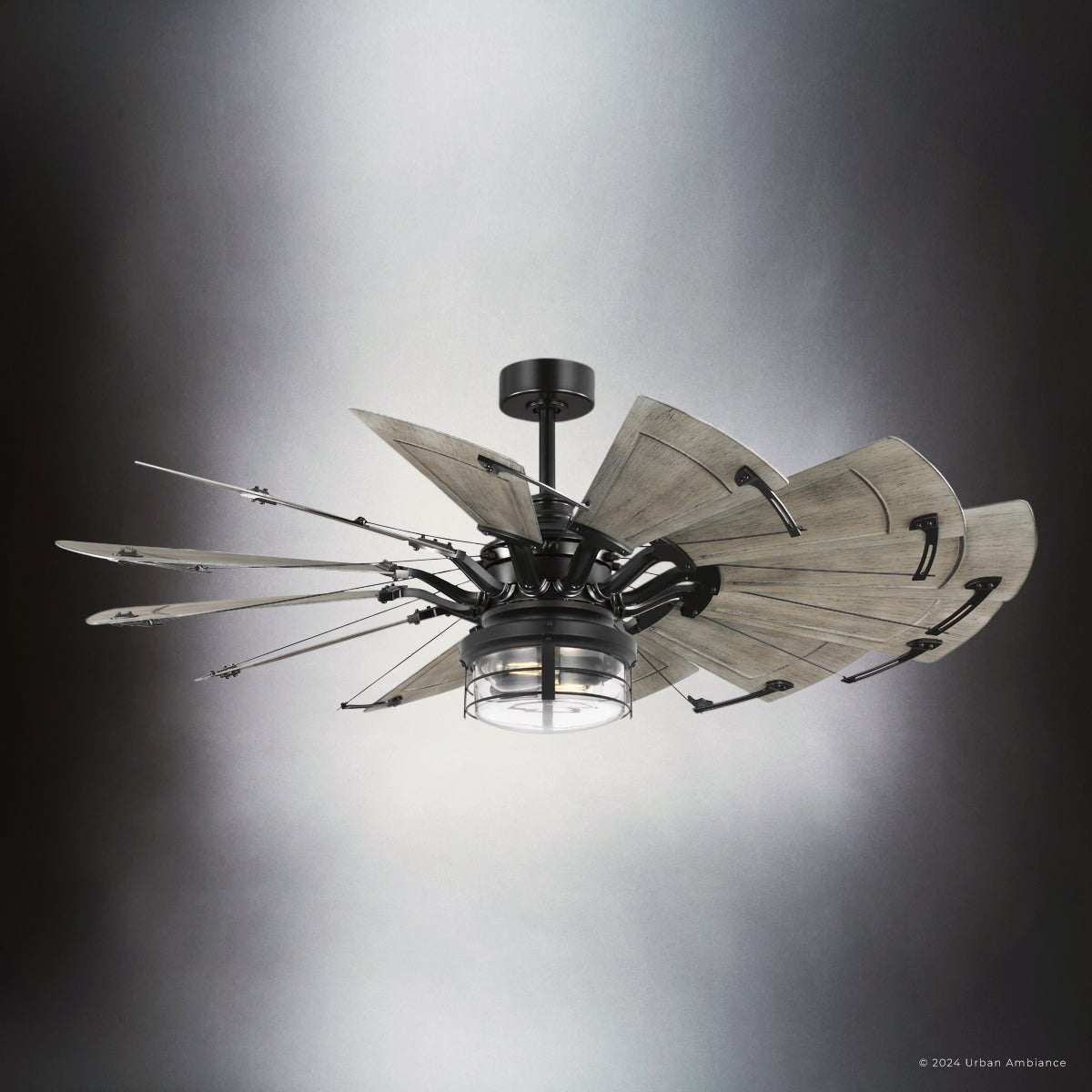 UHP9478 Tuscan Indoor Ceiling Fan, 11''H x 12"W x 12''D, Matte Black F ...