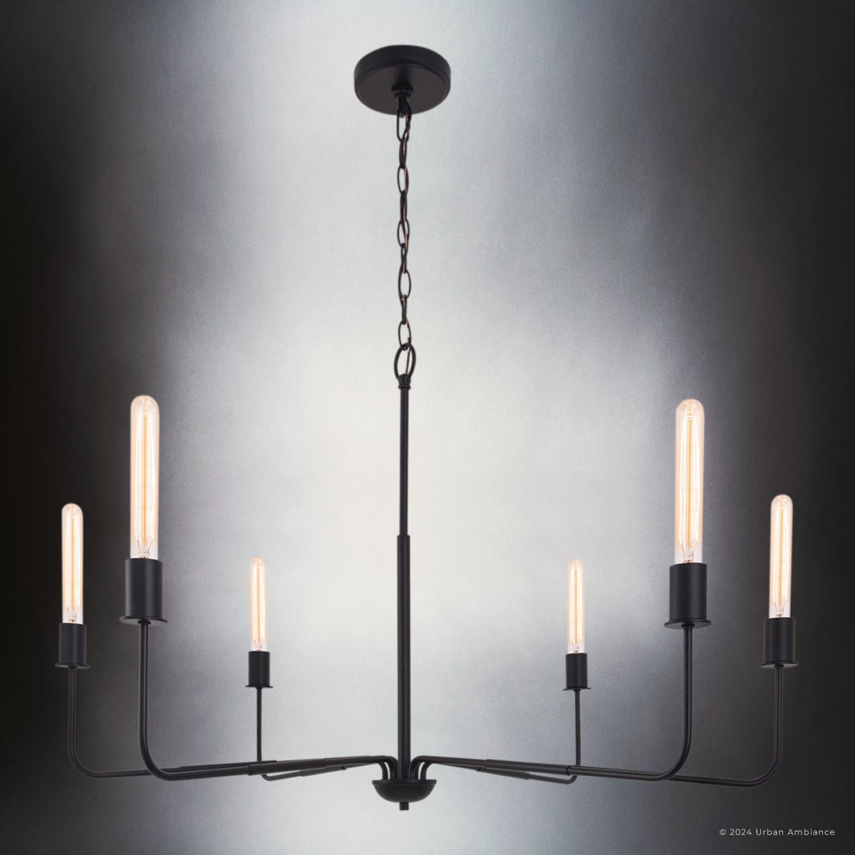 ULB2320 Modern Indoor Chandelier, 42"W x 42"D x 79"H, Matte Black Fini ...