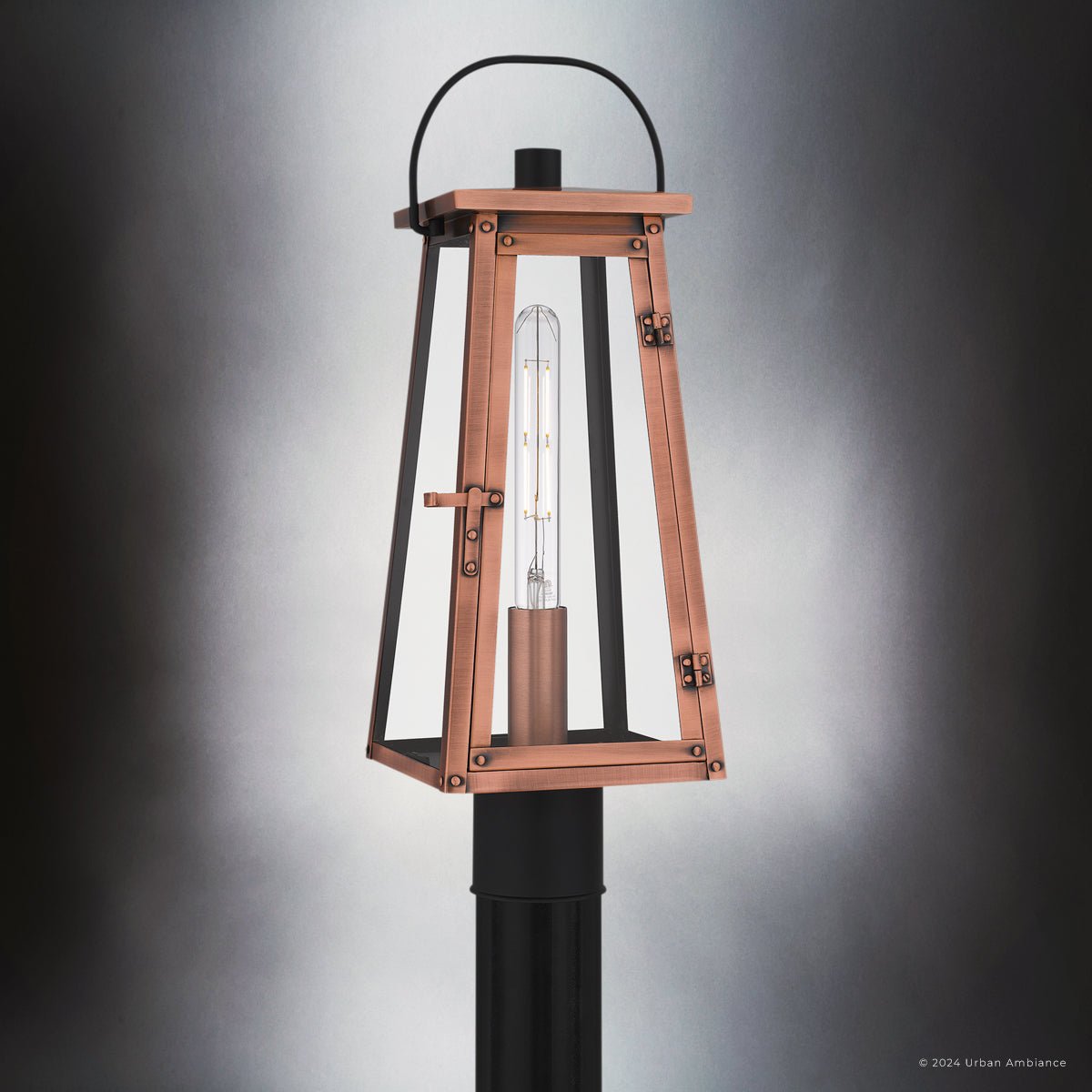 UQL10053 Vintage Outdoor Post Light, 20.5''H x 7''W x 7''D, Aged Coppe ...