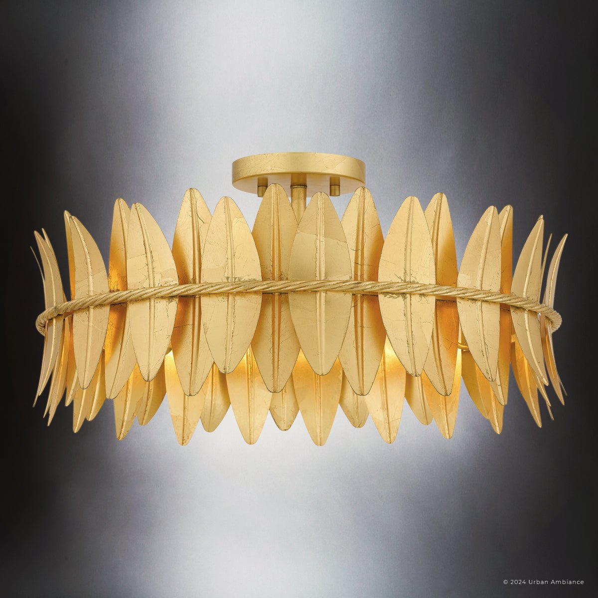 UQL5502 Eclectic Indoor Ceiling Light, 9.5''H x 20.5''W x 20.5''D, Gol ...