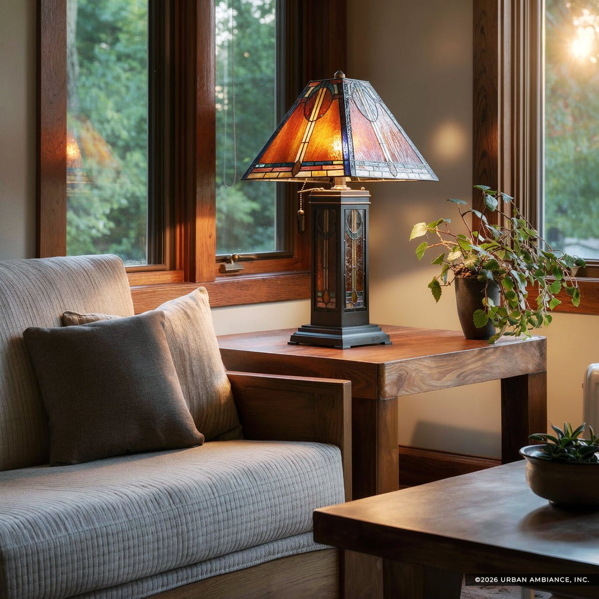 UQL7040 Southwark Tiffany Table Lamp with Mediterranean Style, 23''H x ...