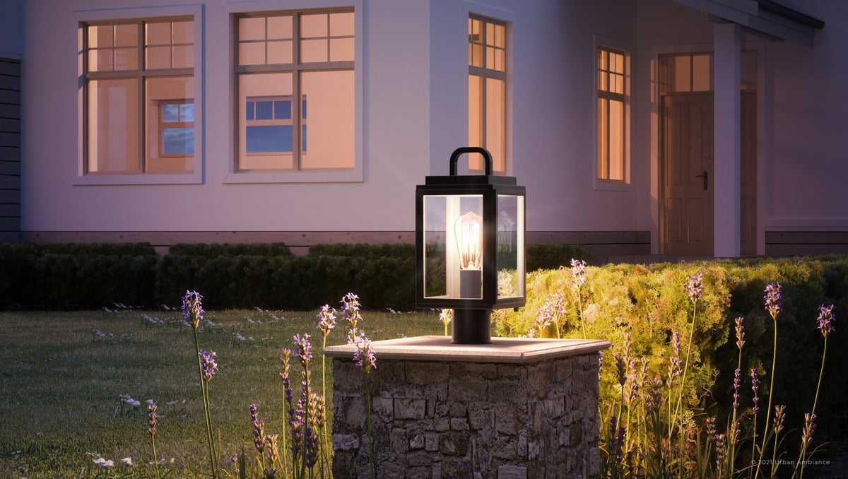 UHP1240 Modern Outdoor Post/Pier Light, 15.625"H x 7"W, Midnight Black ...
