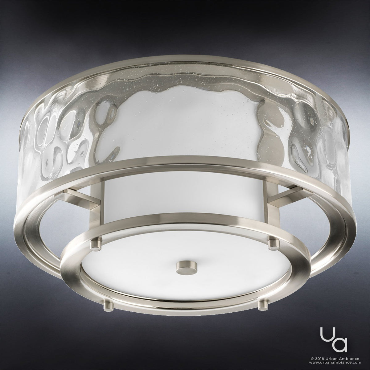 UHP2095 Art Deco Deco Ceiling Fixture, 7.375"H x 15"W, Brushed Nickel ...