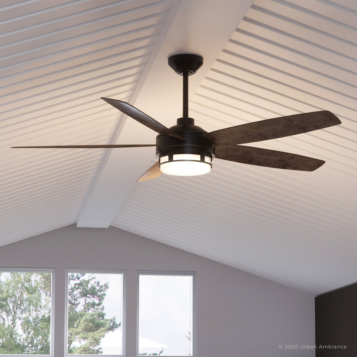 UHP9001 Modern Indoor or Outdoor Ceiling Fan, 15.6"H x 54"W, Architect ...