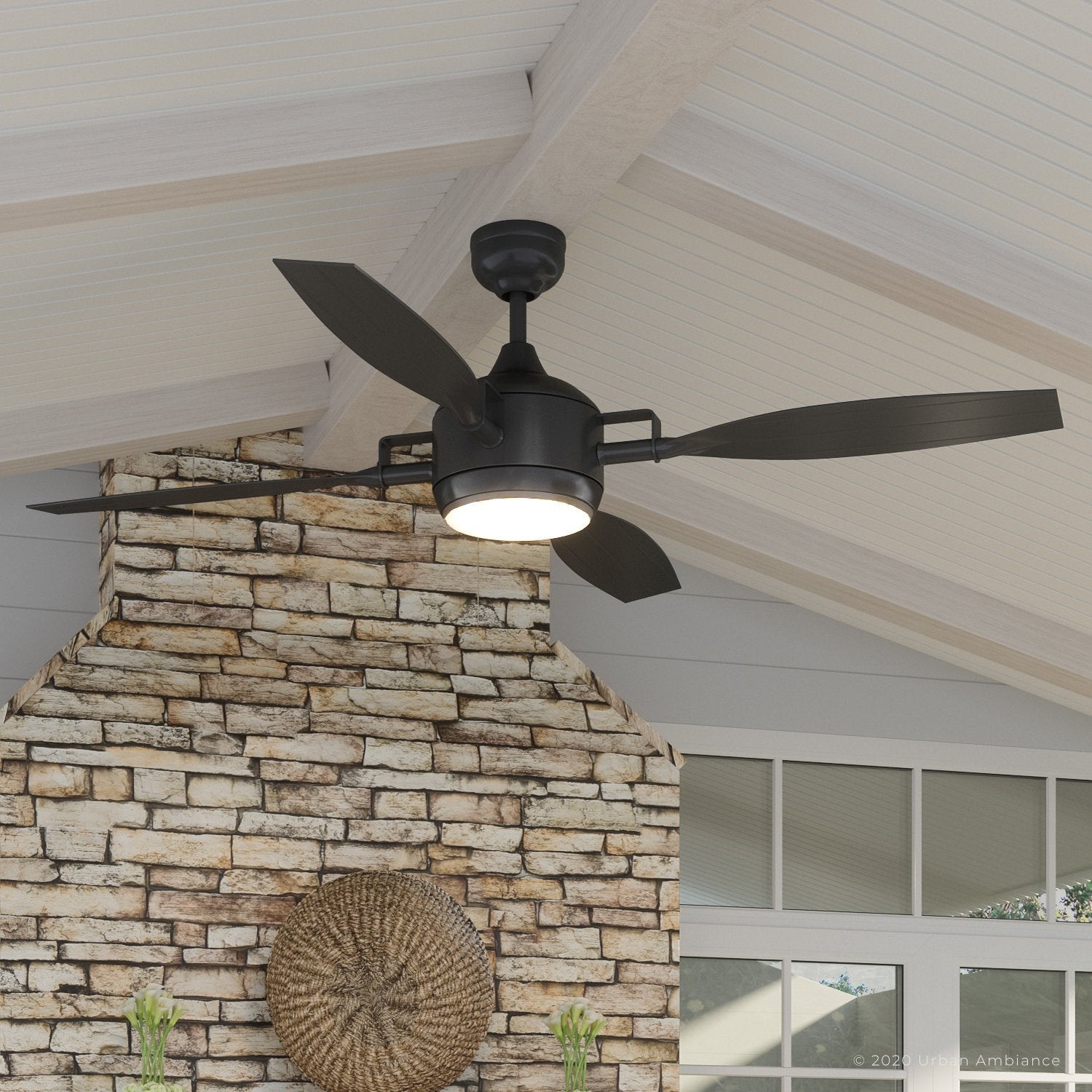 UHP9011 Urban Loft Indoor or Outdoor Ceiling Fan, 16"H x 56"W, Midnigh ...