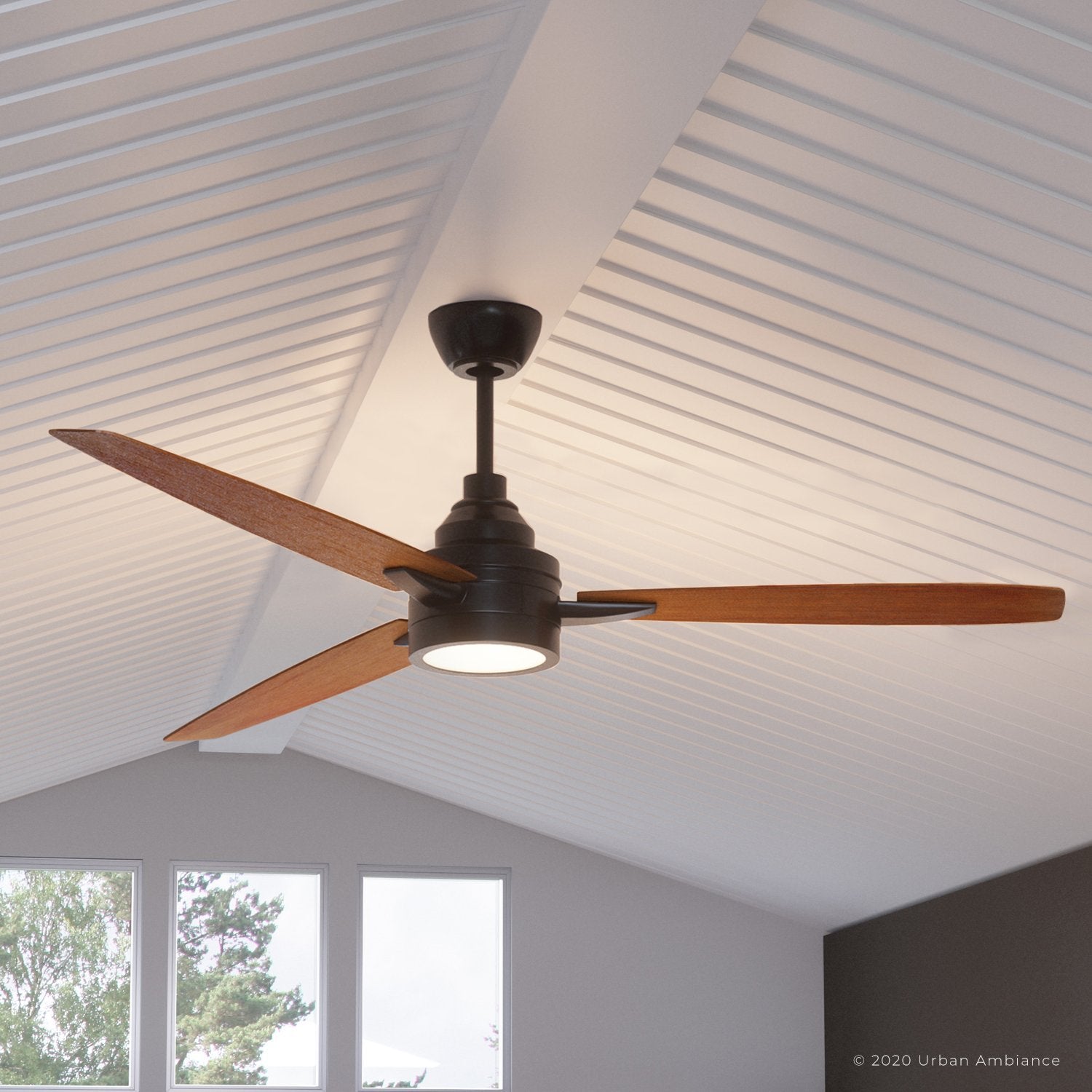 UHP9042 Mid Century Modern Indoor Ceiling Fan, 13.1"H x 60"W, Olde Bro ...