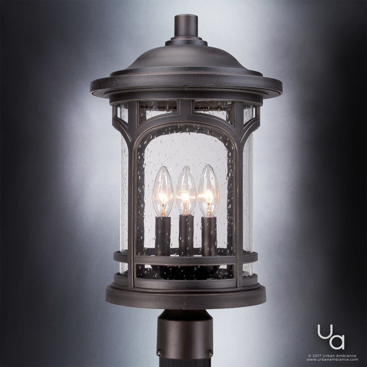 UQL1107 Rustic Outdoor Post Light, 19"H x 11"W, Parisian Bronze Finish ...