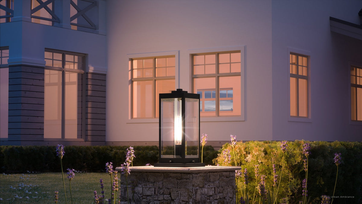 UQL1336 Modern Farmhouse Outdoor Pier Light, 16"H x 7.5"W, Natural Bla ...
