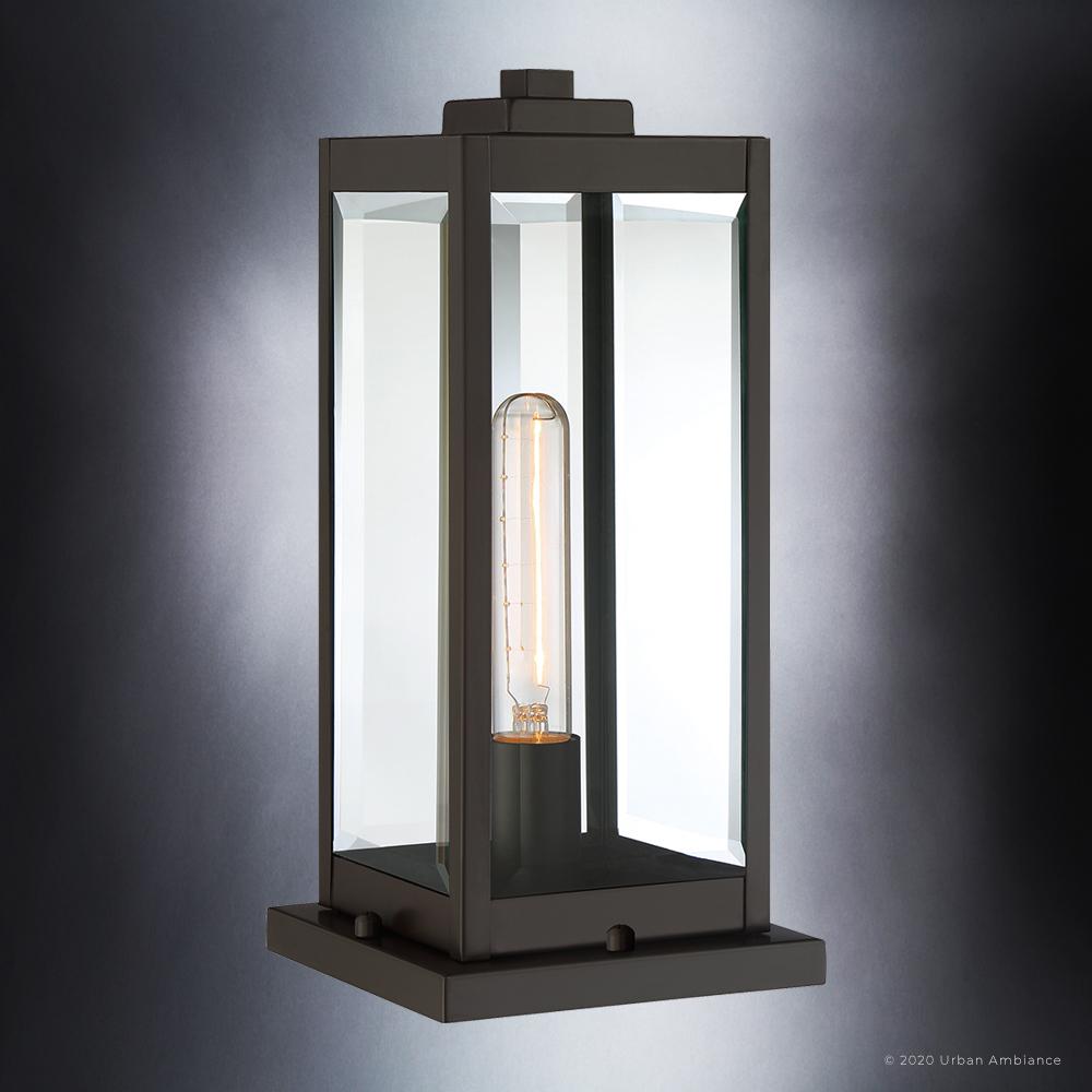 UQL1355 Modern Farmhouse Outdoor Pier Light, 16"H x 7.5"W, Estate Bron ...