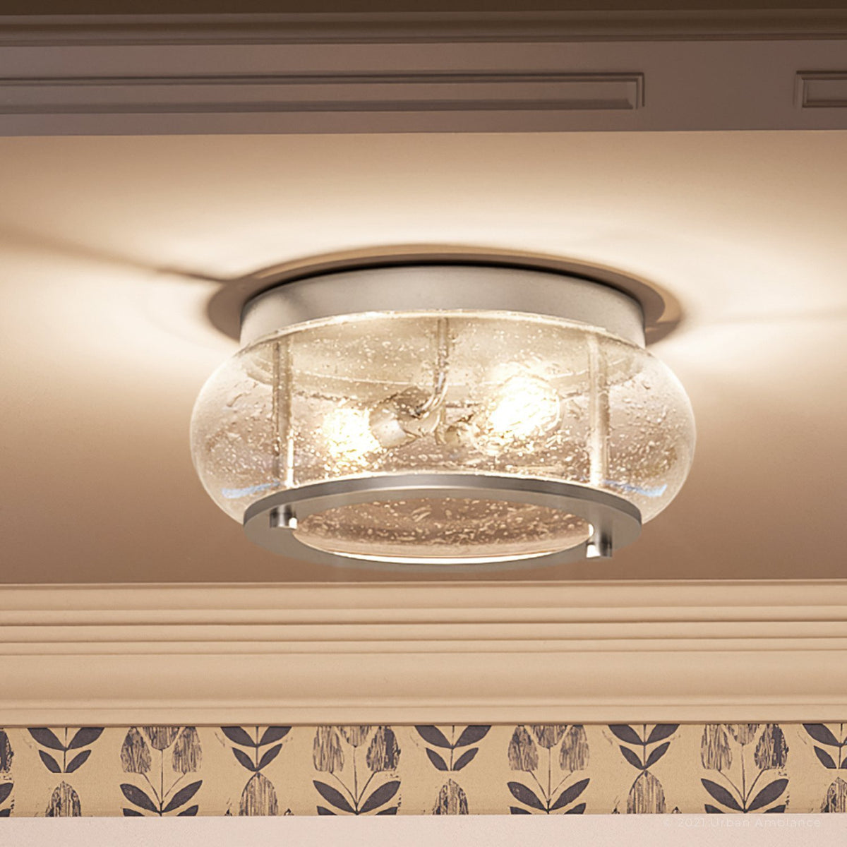 UQL3290 Utilitarian Ceiling Light, 5.75"H x 12"W, Brushed Nickel Finis ...