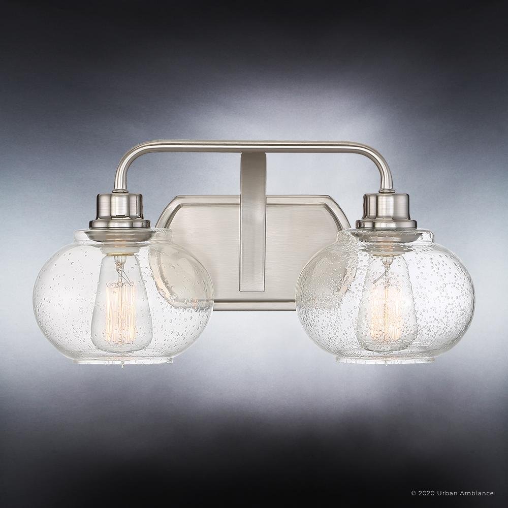 UQL3401 Utilitarian Bath Vanity Light, 8.25"H x 17.5"W, Brushed Nickel ...