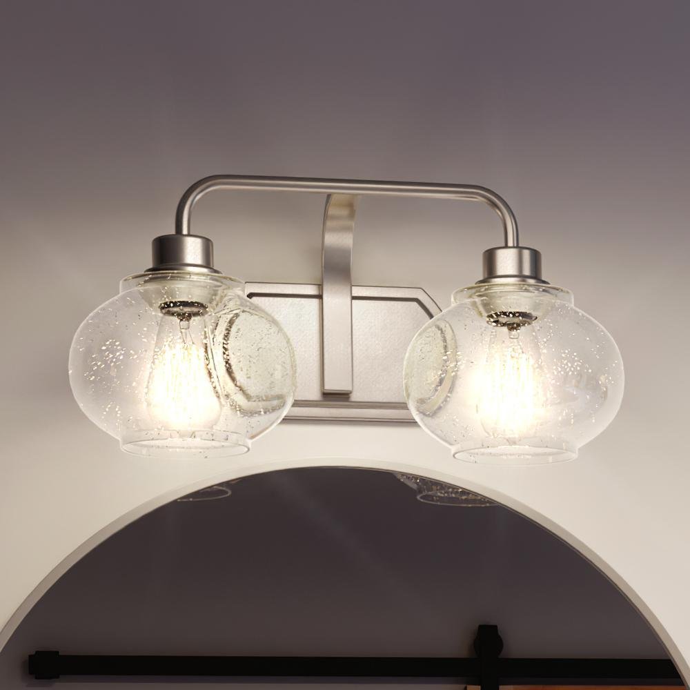 UQL3401 Utilitarian Bath Vanity Light, 8.25"H x 17.5"W, Brushed Nickel ...