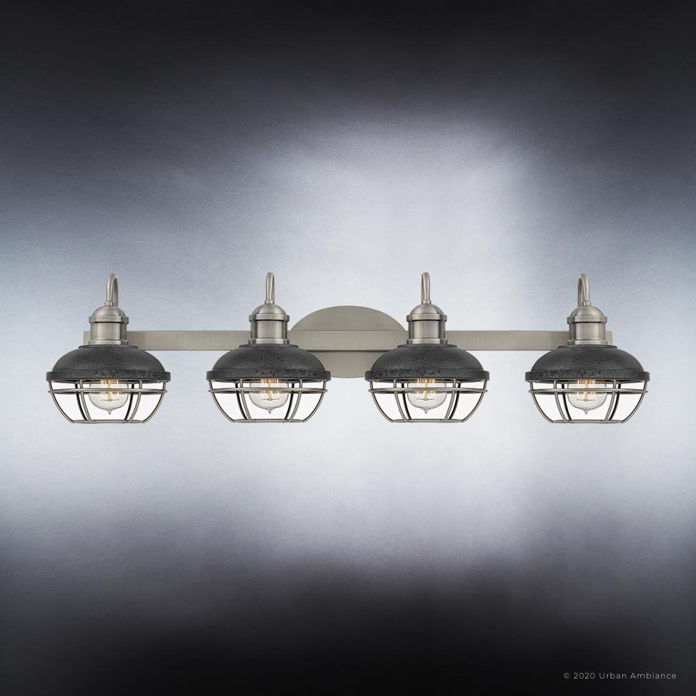 UQL3460 Utilitarian Bath Vanity Light, 8.75"H x 34"W, Rustic Polished ...