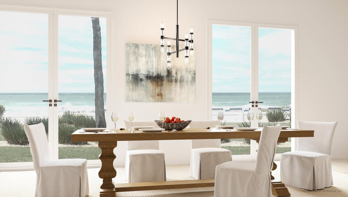 ULB2180 Modern Chandelier, 20''H x 18''W, Matte Black Finish, Carlingf ...