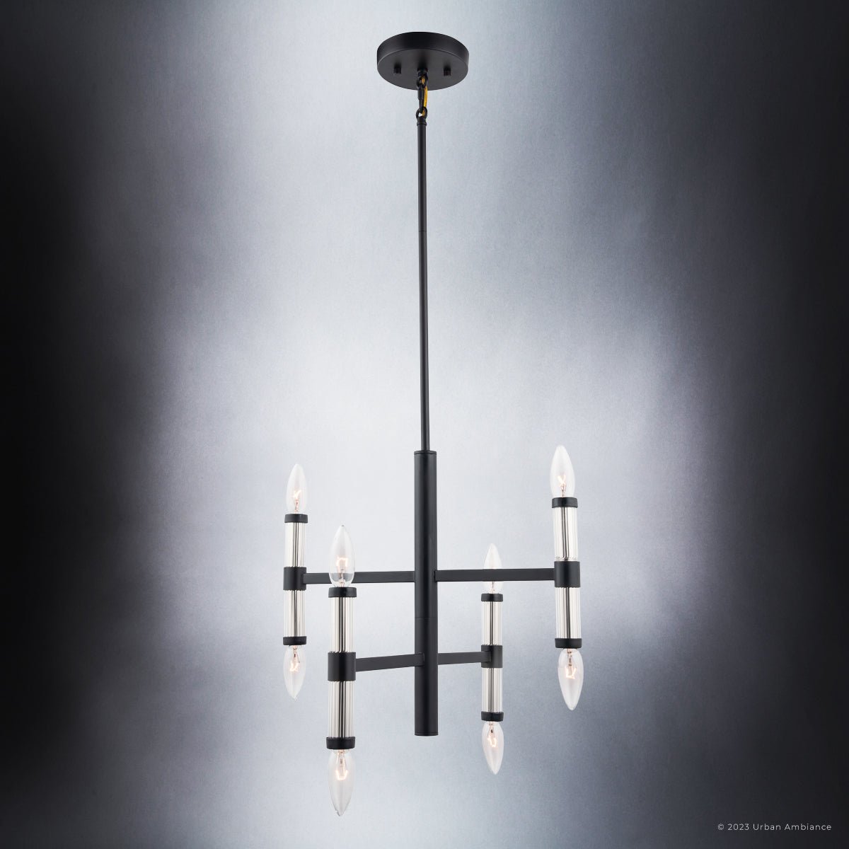 ULB2180 Modern Chandelier, 20''H x 18''W, Matte Black Finish, Carlingf ...