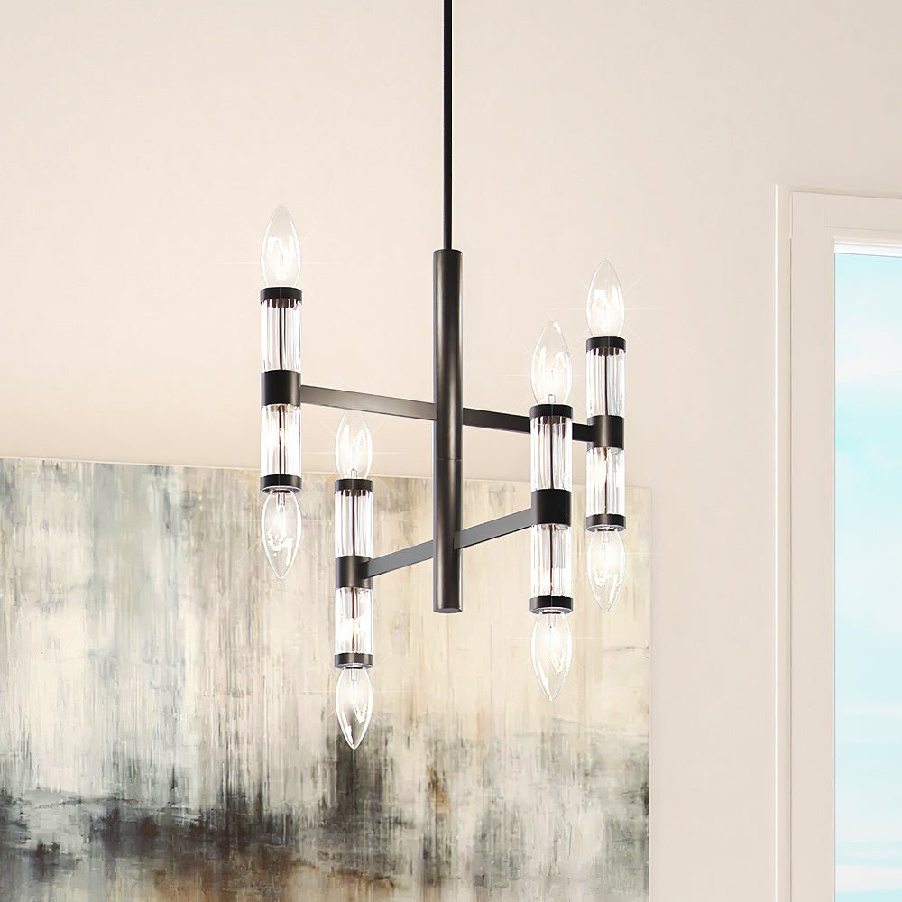 ULB2180 Modern Chandelier, 20''H x 18''W, Matte Black Finish, Carlingf ...