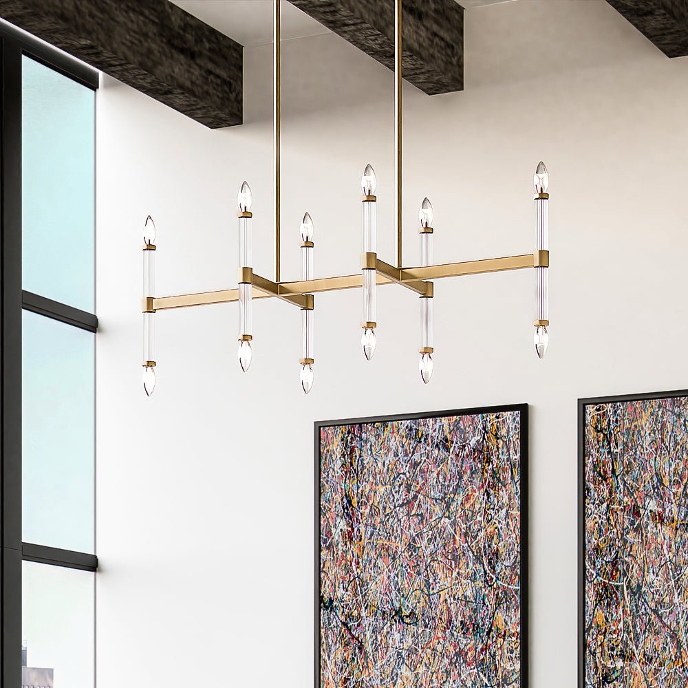 ULB2181 Modern Chandelier, 16''H x 38''W, Brushed Brass Finish, Carlin ...