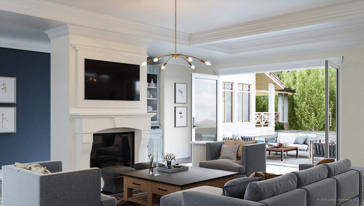 ULB2270 Modern Chandelier, 7''H x 27''W, Brushed Brass Finish, Castlet ...