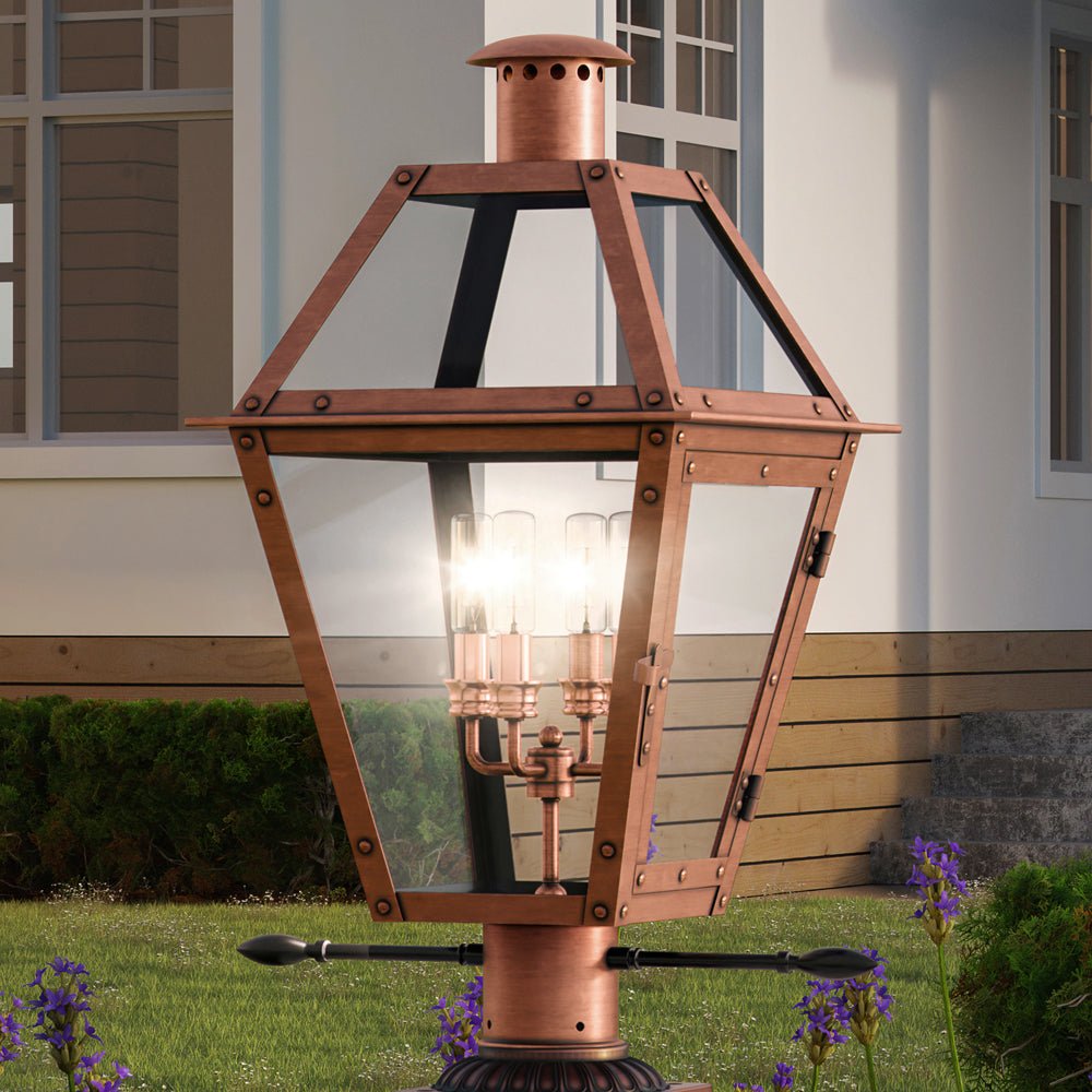 UQL1373 Historic Outdoor Post/Pier Light, 26"H x 17"W, Rustic Copper F ...