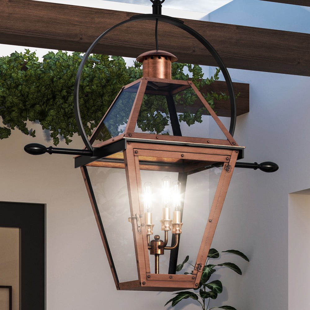 UQL1374 Rustic Outdoor Pendant, 30''H x 28''W, Rustic Copper Finish, P ...