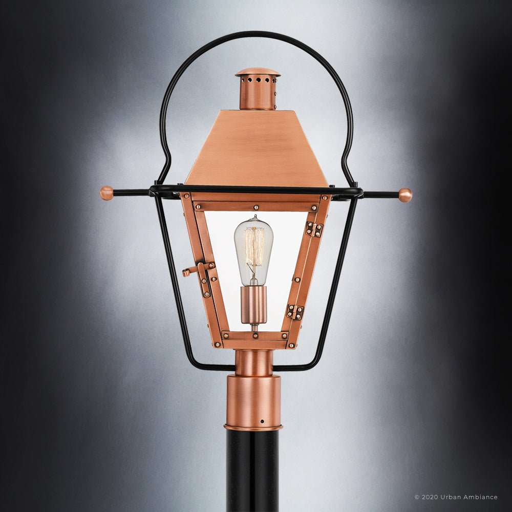 UQL1380 Historic Outdoor Post/Pier Light, 22.75"H x 17.75"W, Rustic Co ...