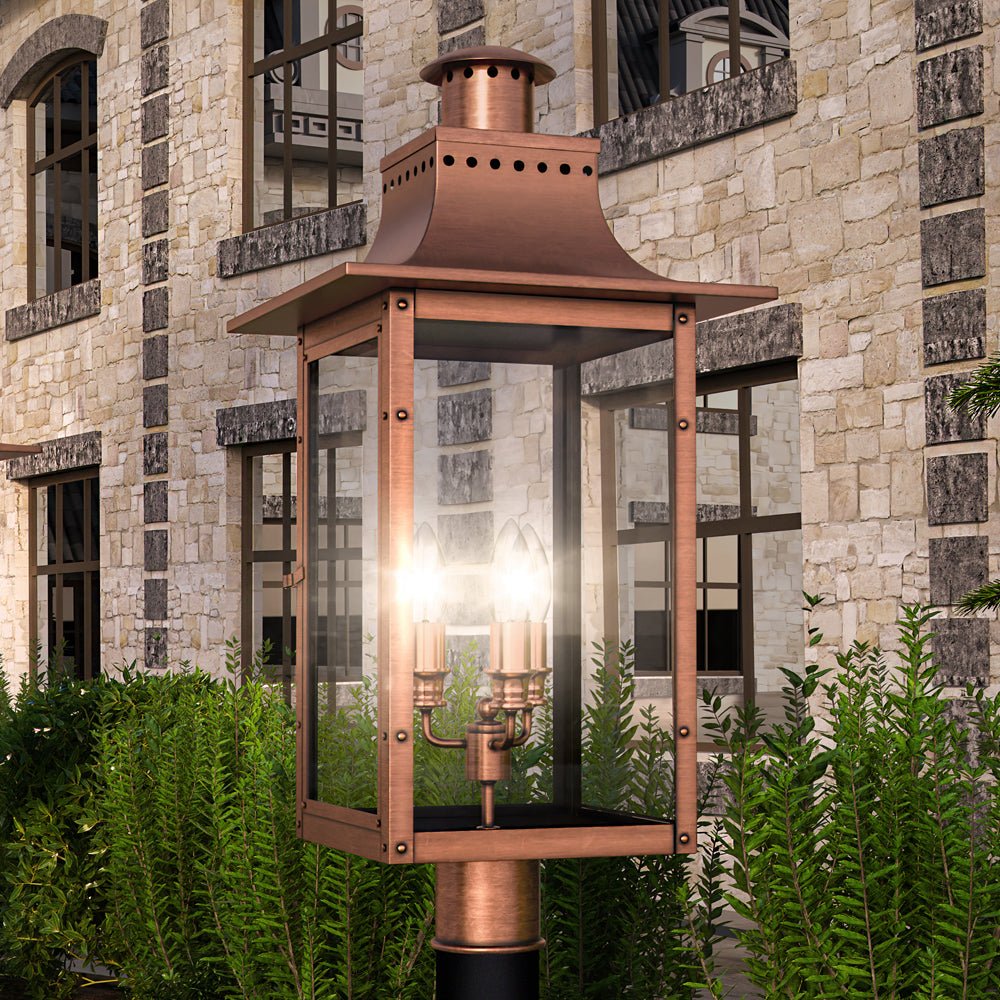 UQL1410 Vintage Outdoor Post/Pier Light, 26"H x 12"W, Rustic Copper Fi ...
