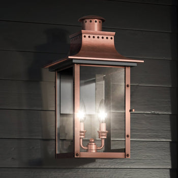 UQL1413 Vintage Outdoor Wall Light, 15.3"H x 7.75"W, Rustic Copper Fin ...