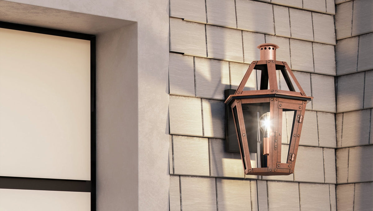 UQL1700 Rustic Outdoor Wall Sconce, 16''H x 11''W, Rustic Copper Finis ...