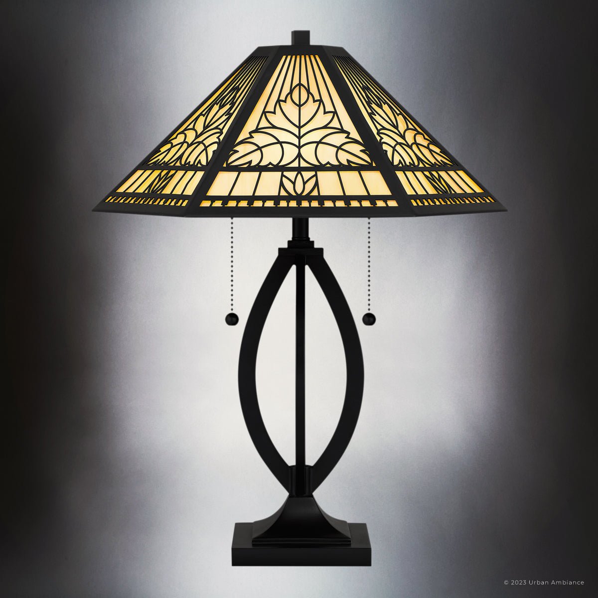 UQL7030 Winchelsea Tiffany Table Lamp with Cottagecore Style, 22.75''H ...
