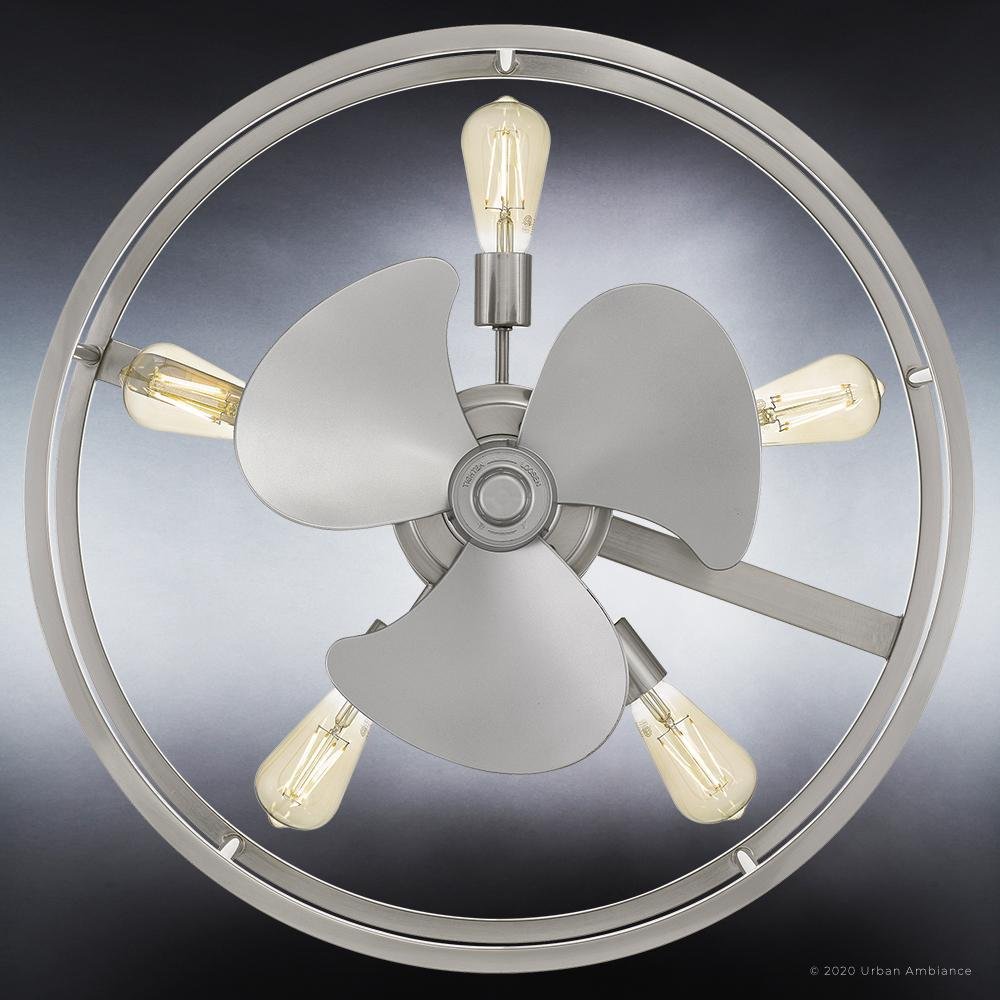UQL9011 Vintage Ceiling Fan 8.25''H x 23.75''W, Brushed Nickel Finish ...